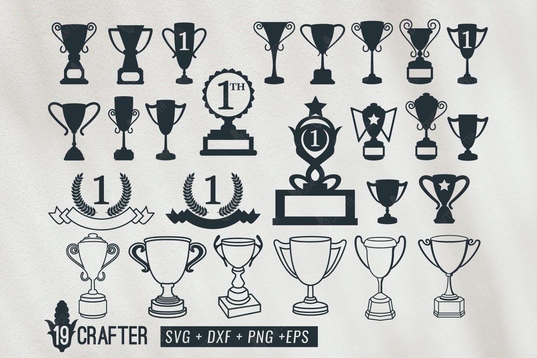 Trophy Award Svg Bundle, Trophy Prize Svg, Number One Trophy, Champion ...