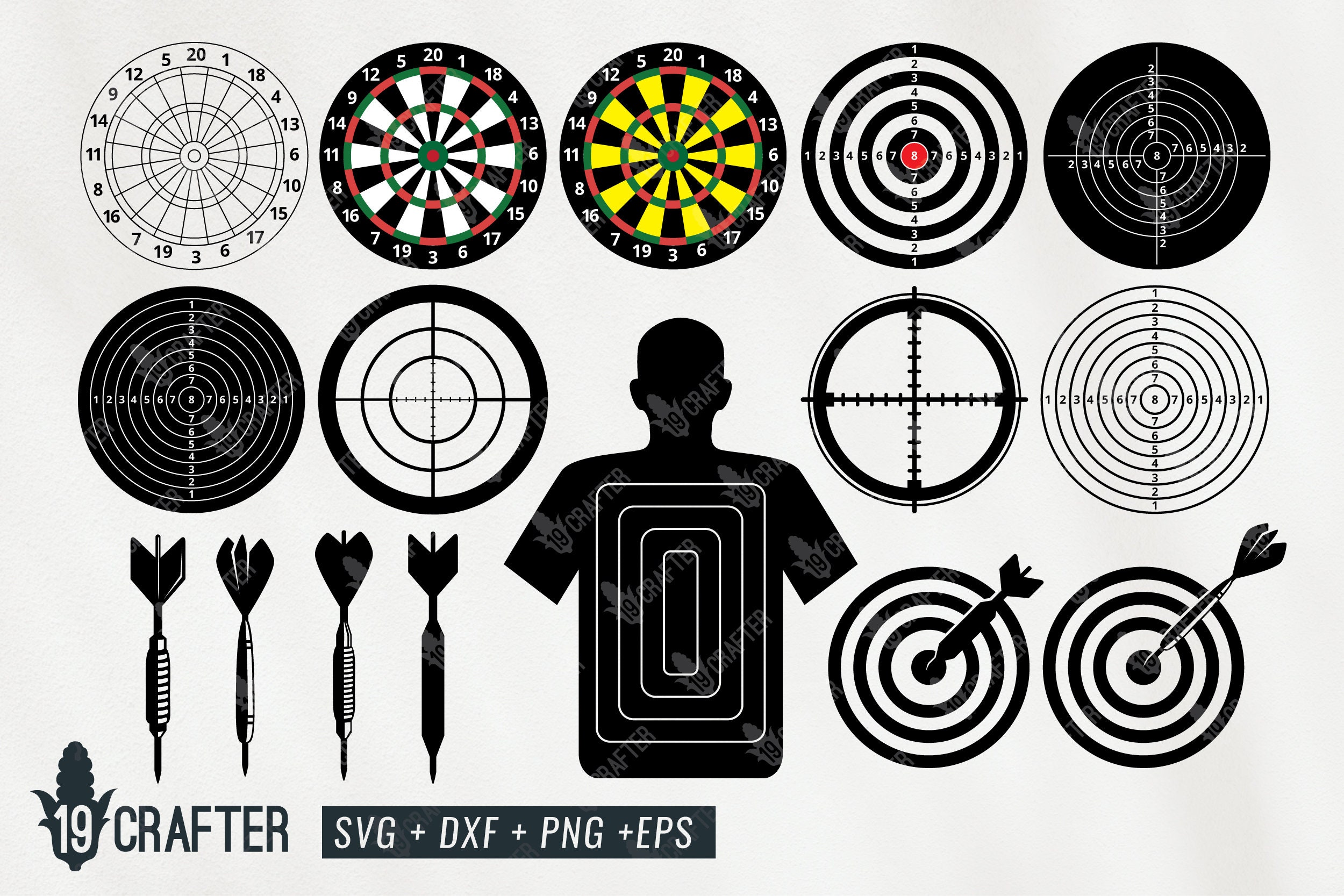Dart Shooting Target Board Svg Bundle, Telescope Target View Svg ...