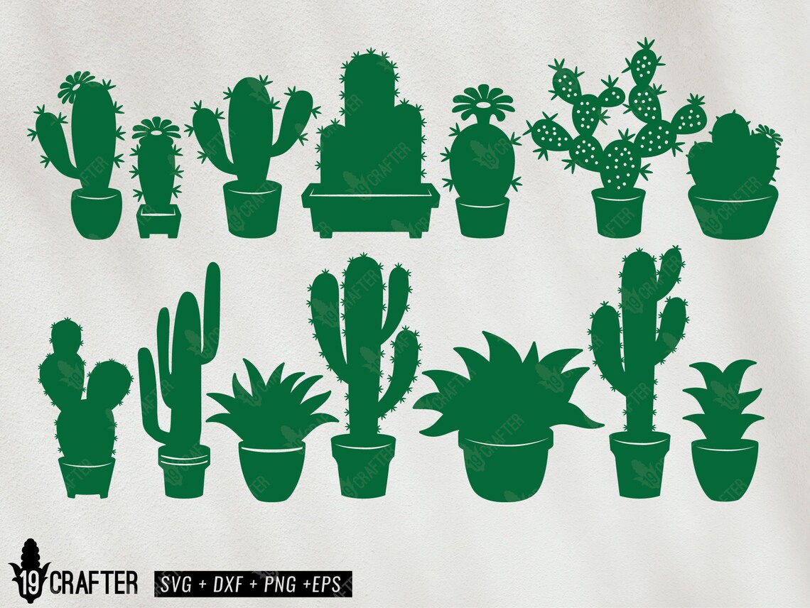 Cute Cacti Cactus Svg Bundle, Cacti Succulent Clipart, Cacti and ...