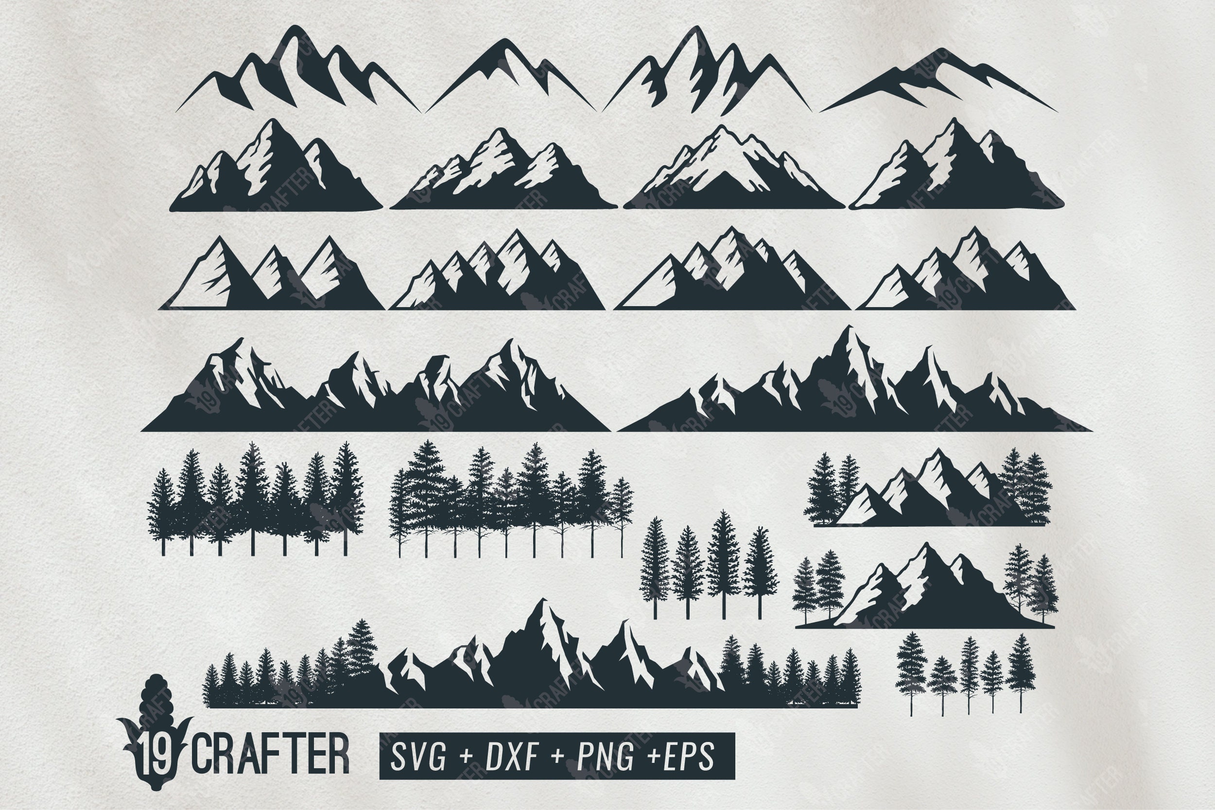 Berg Svg Bundle, Berg Wald Svg, Kiefer Berg Berg Klippeclipart, Berg ...