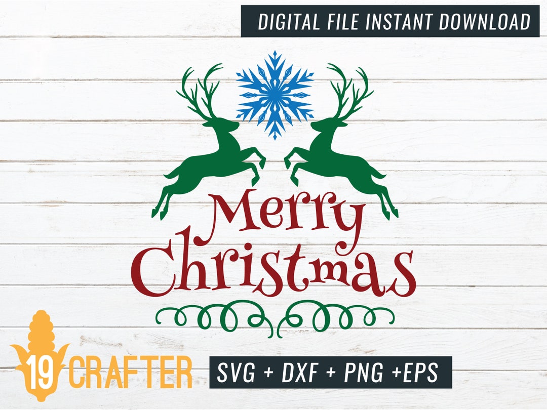 Merry Christmas Greeting Decorated With Deer Svg Dxf Png Eps File for ...