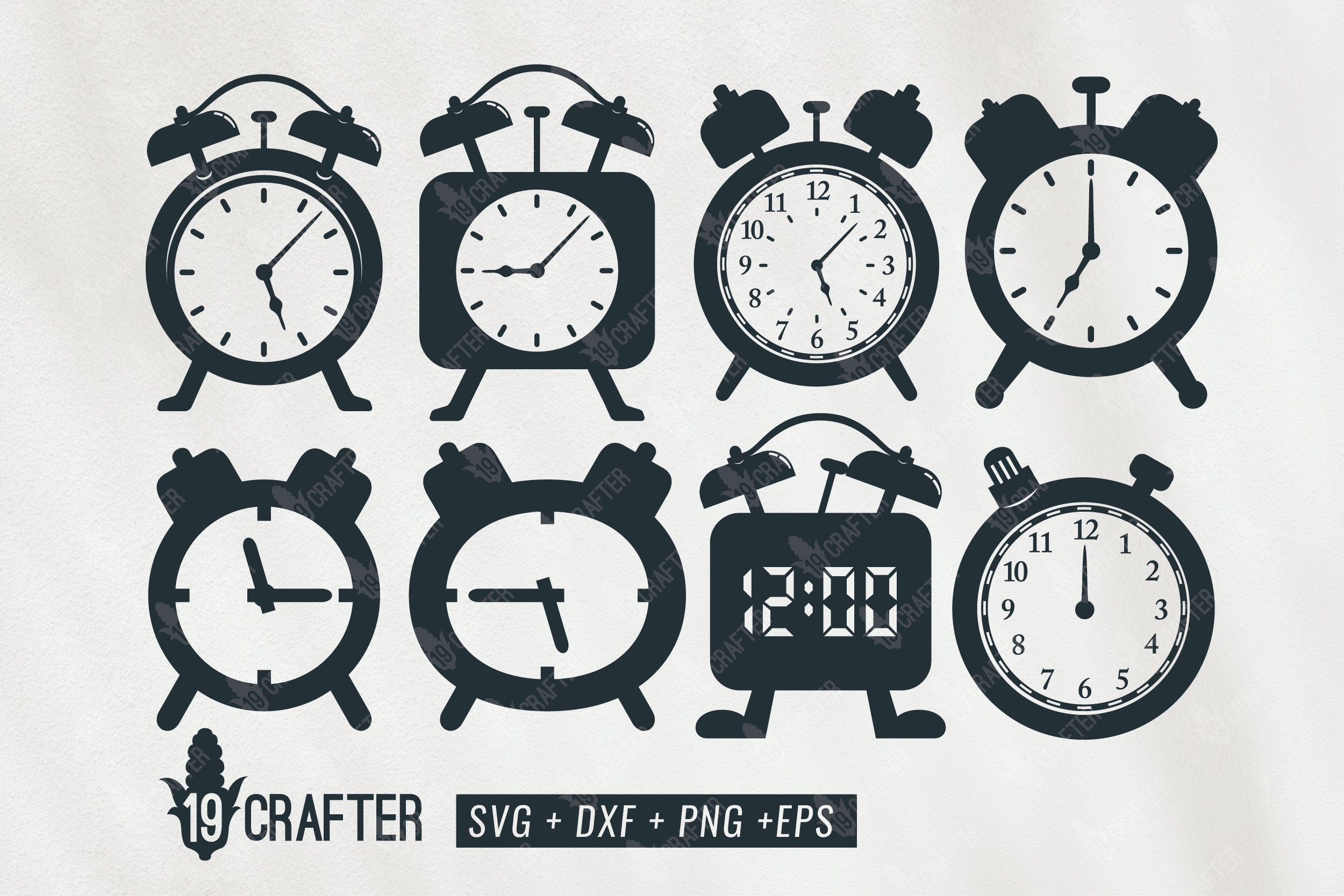 Alarm Clock Svg Bundle, Classic Alarm Clock, Ringing Clock, Digital ...