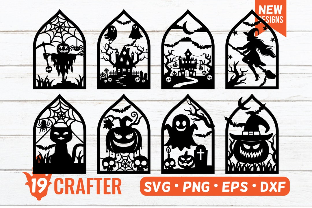 Halloween Scenes SVG Bundle. Halloween Laser Cut Window and Door Decor ...