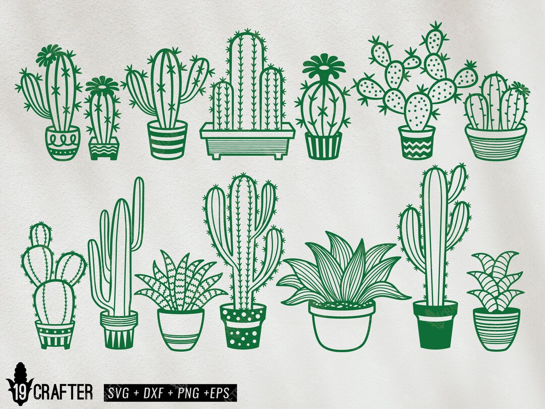 Cute Cacti Cactus Svg Bundle, Cacti Succulent Clipart, Cacti and ...