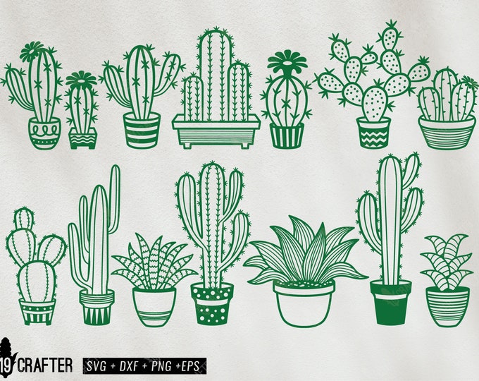 Cute Cacti Cactus Svg Bundle Cacti Succulent Clipart Cacti - Etsy
