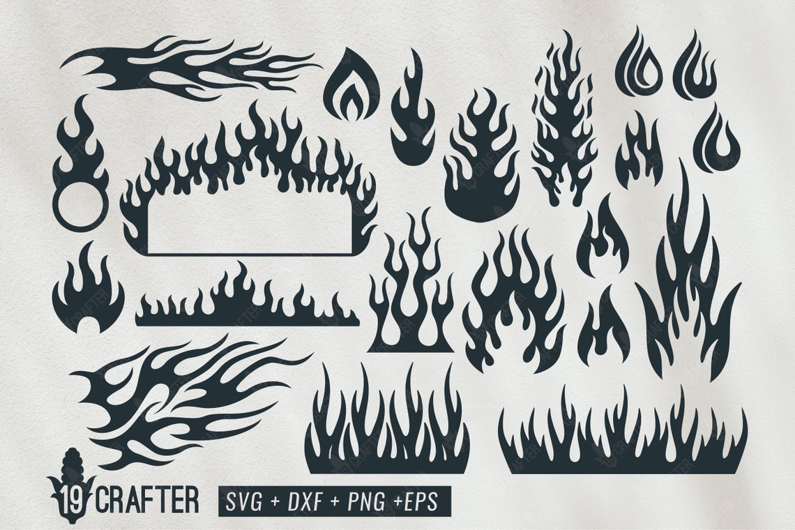 Fire Flame Svg Bundle, Fiery Flame Svg Clipart, Fire Tribal Svg, Fire ...