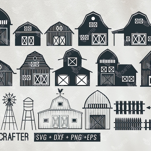 Barn Svg Bundle Barn Farm Cut File Barn Clipart Cute Barn | Etsy