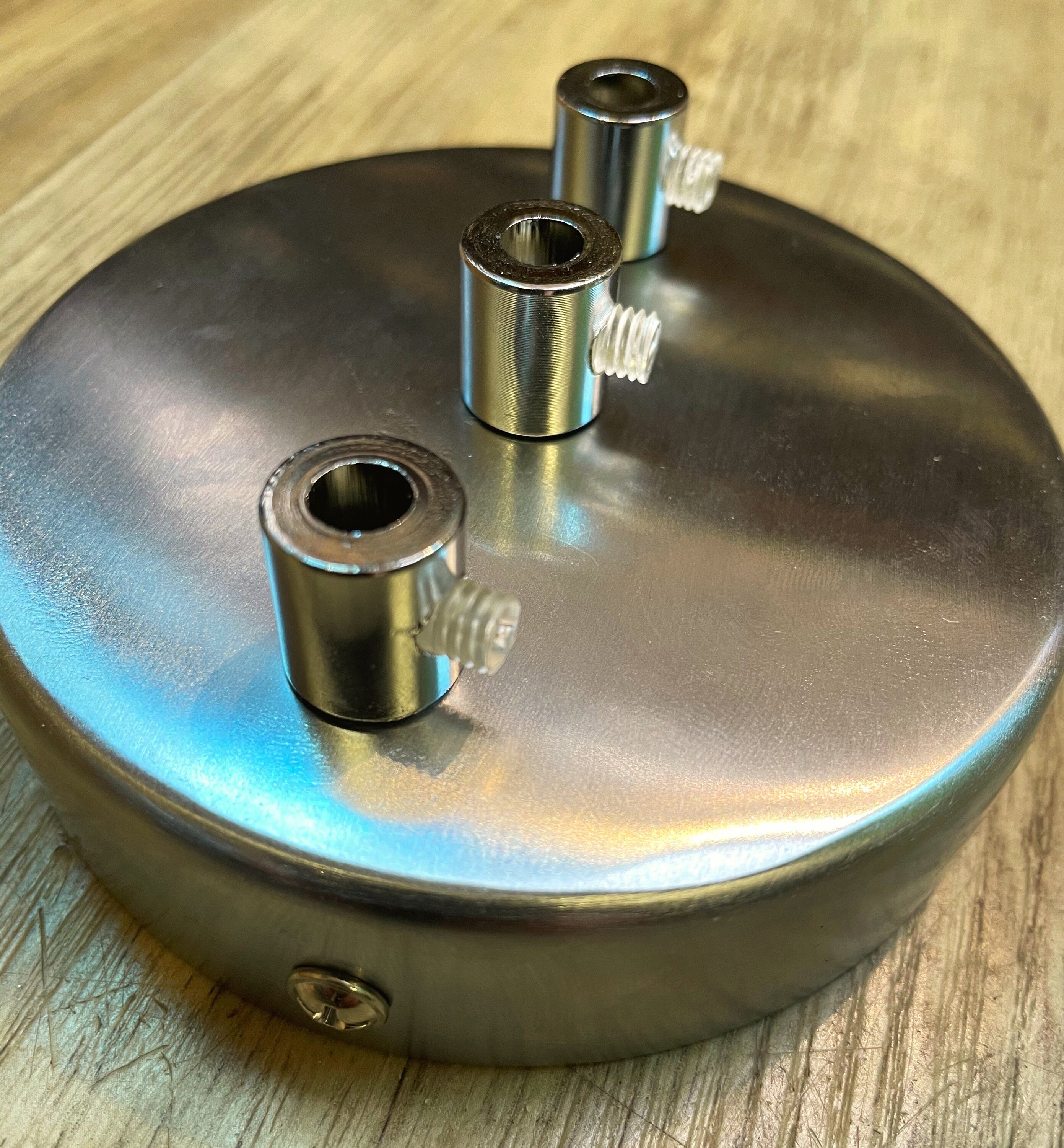 3way Metal Ceiling Rose in Brushed Chrome Finish Fully Handmade Ideal ...