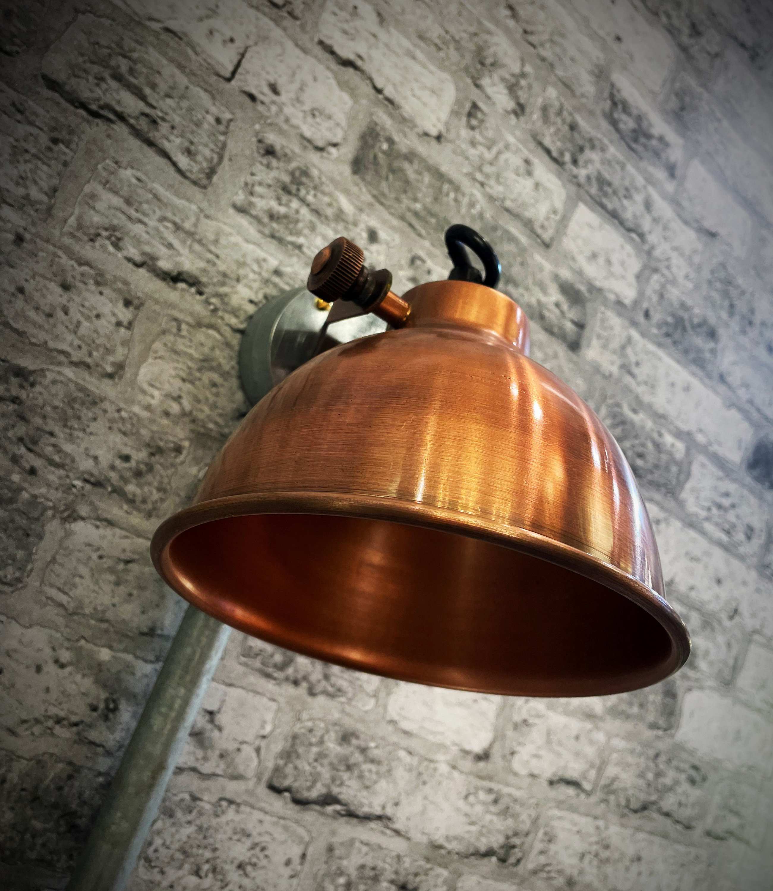 Aged Copper Conduit Box Picture Light E14 Dome Metal Shade - Etsy UK