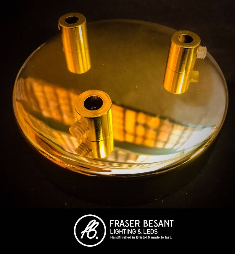 Brass 3 Way Ceiling Rose With Brass Cord Grips | Etsy