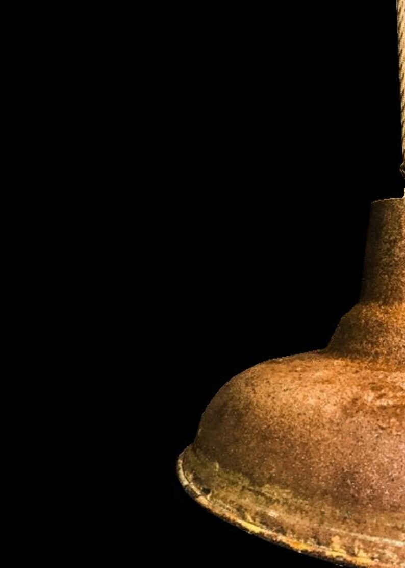 Rusted Metal Factory Pendant Light 340mm With Fabric Cable and - Etsy