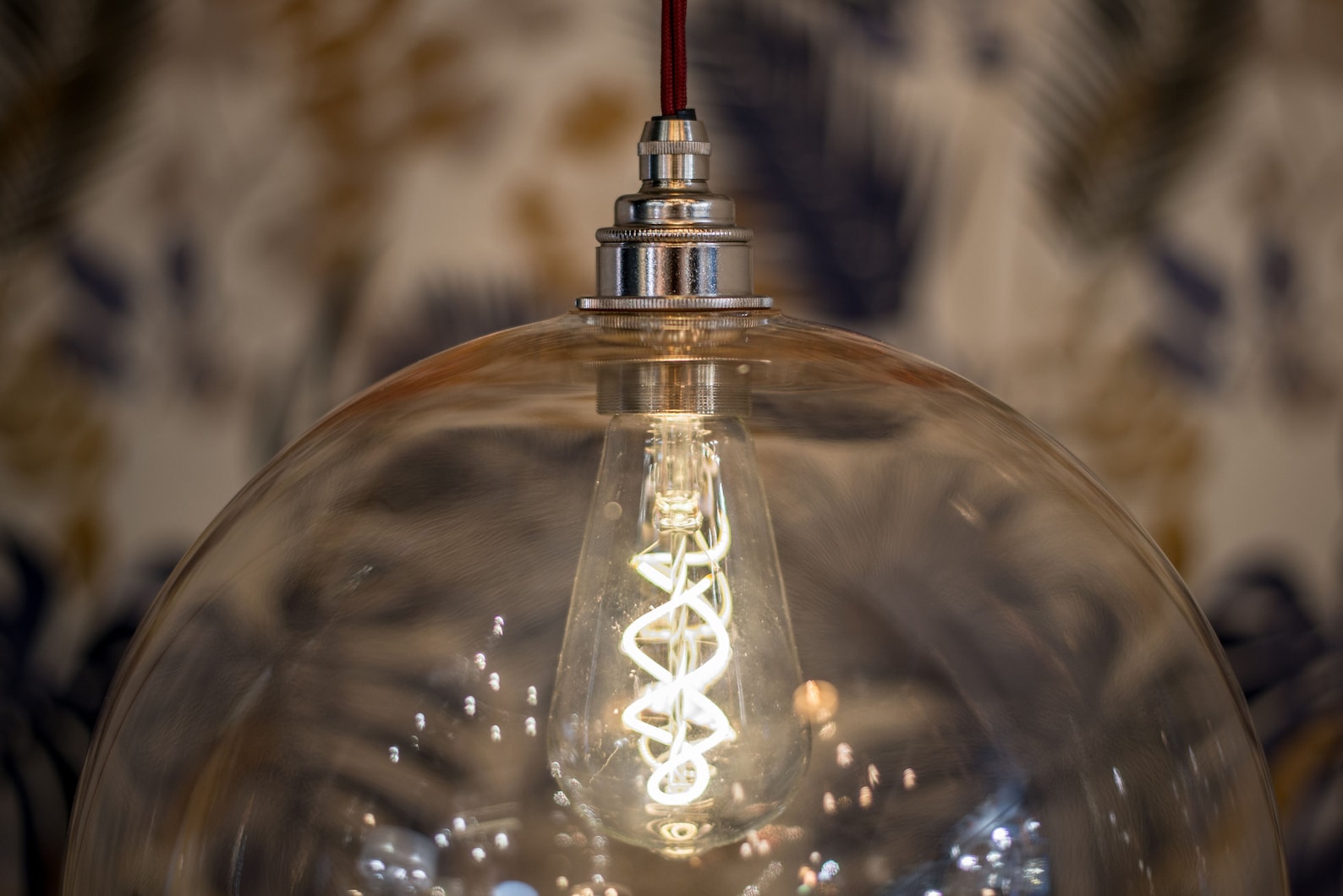Handblown Clear Glass Ball Pendant Light 300mm With Nickel - Etsy UK