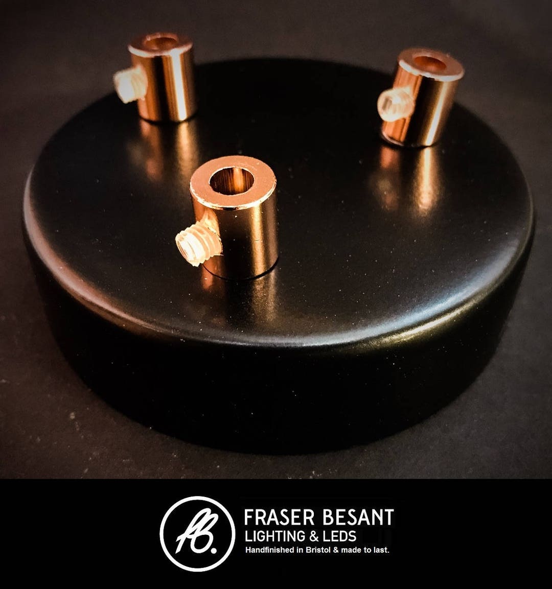 Black 3 Way Ceiling Rose With Copper Cord Grips - Etsy