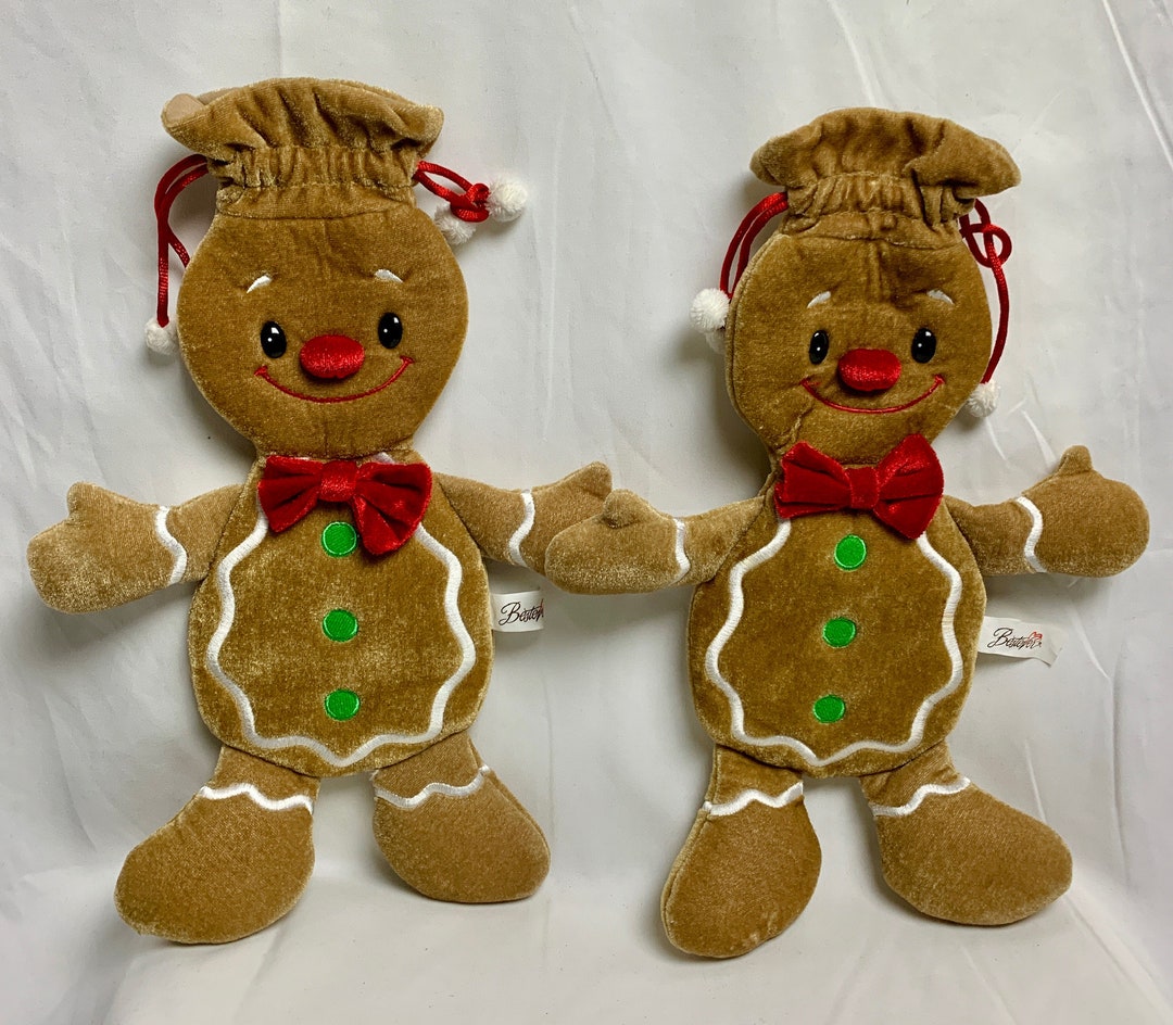 Bestever Gingerbread Man Plush Drawstring Bag Treat Gift Bag Christmas ...