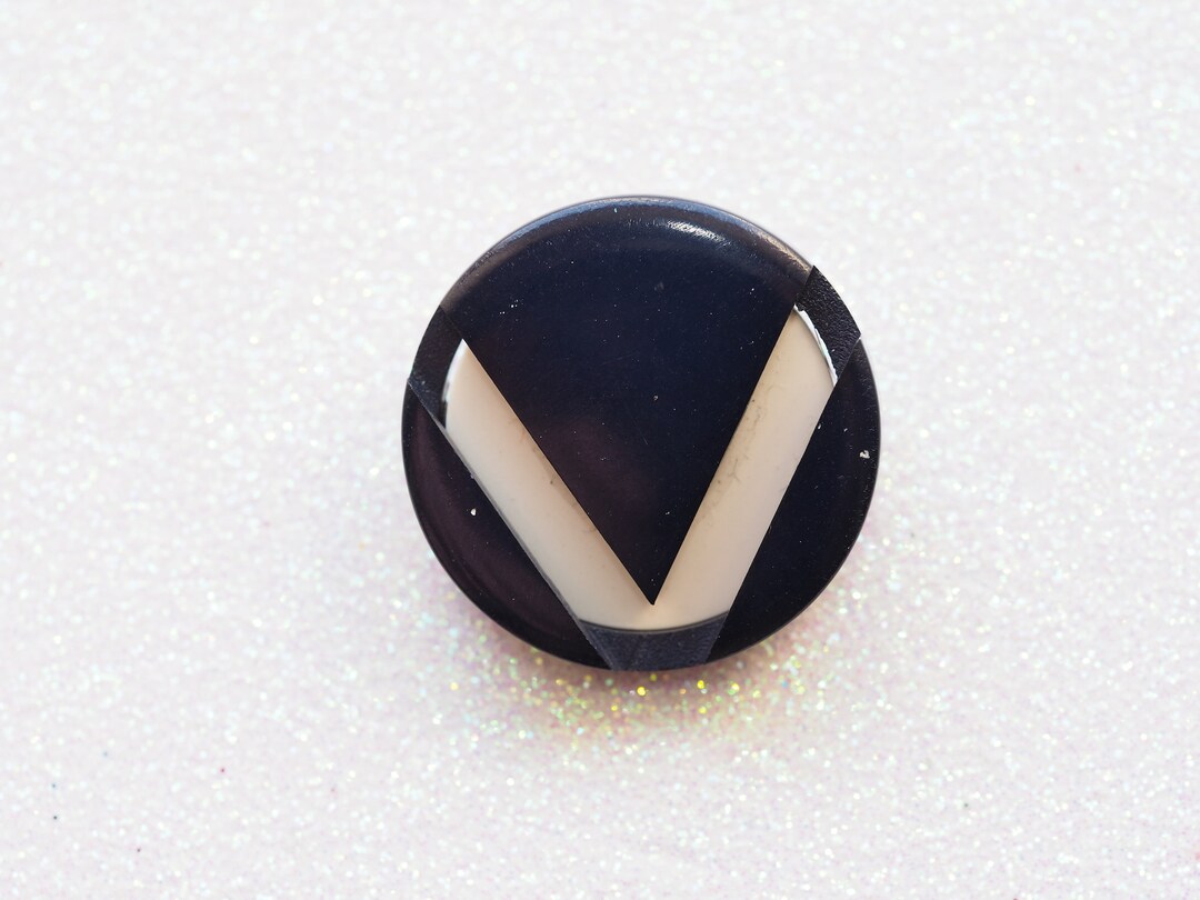 Dark Navy Blue and White Button, 25mm Chunky Shank Button, Handmade and ...