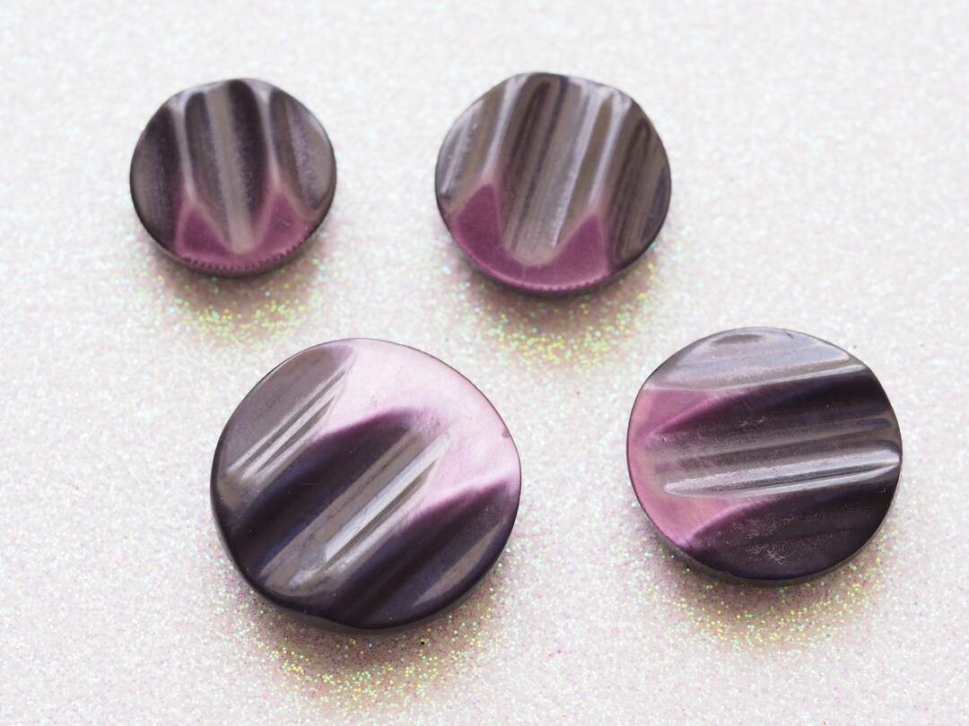 Aubergine Lilac Button, Lucite Button, Sculpted Button, Shank Fitted ...