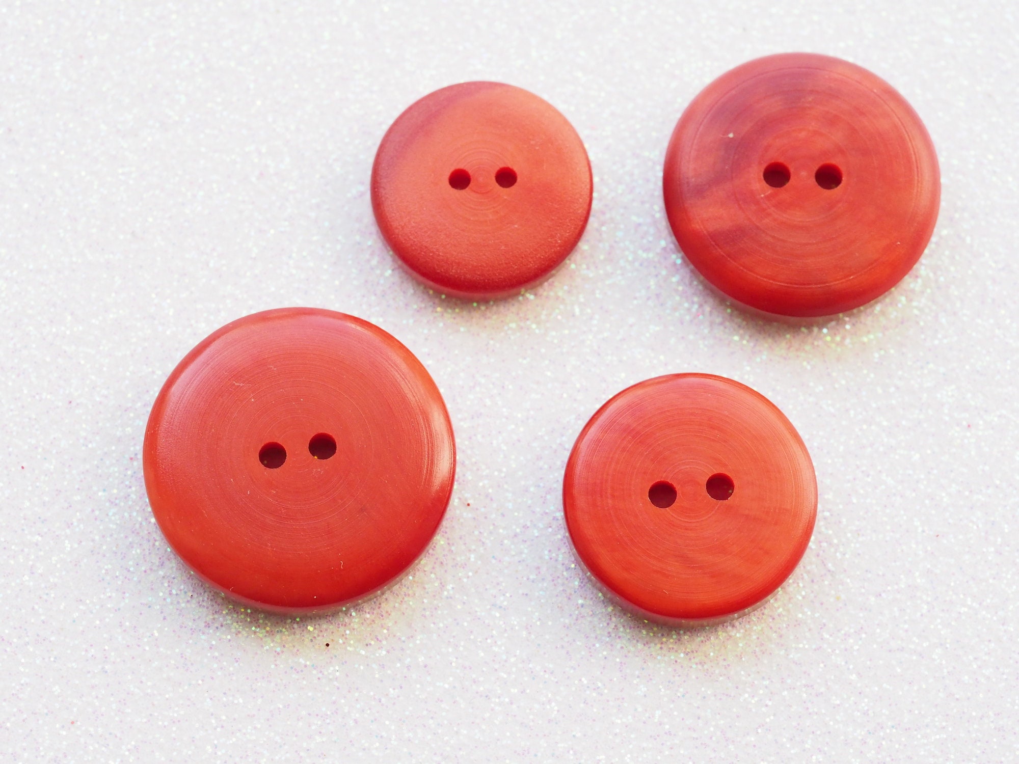 Red Casein Button Handmade Two Hole Button Unisex Button - Etsy