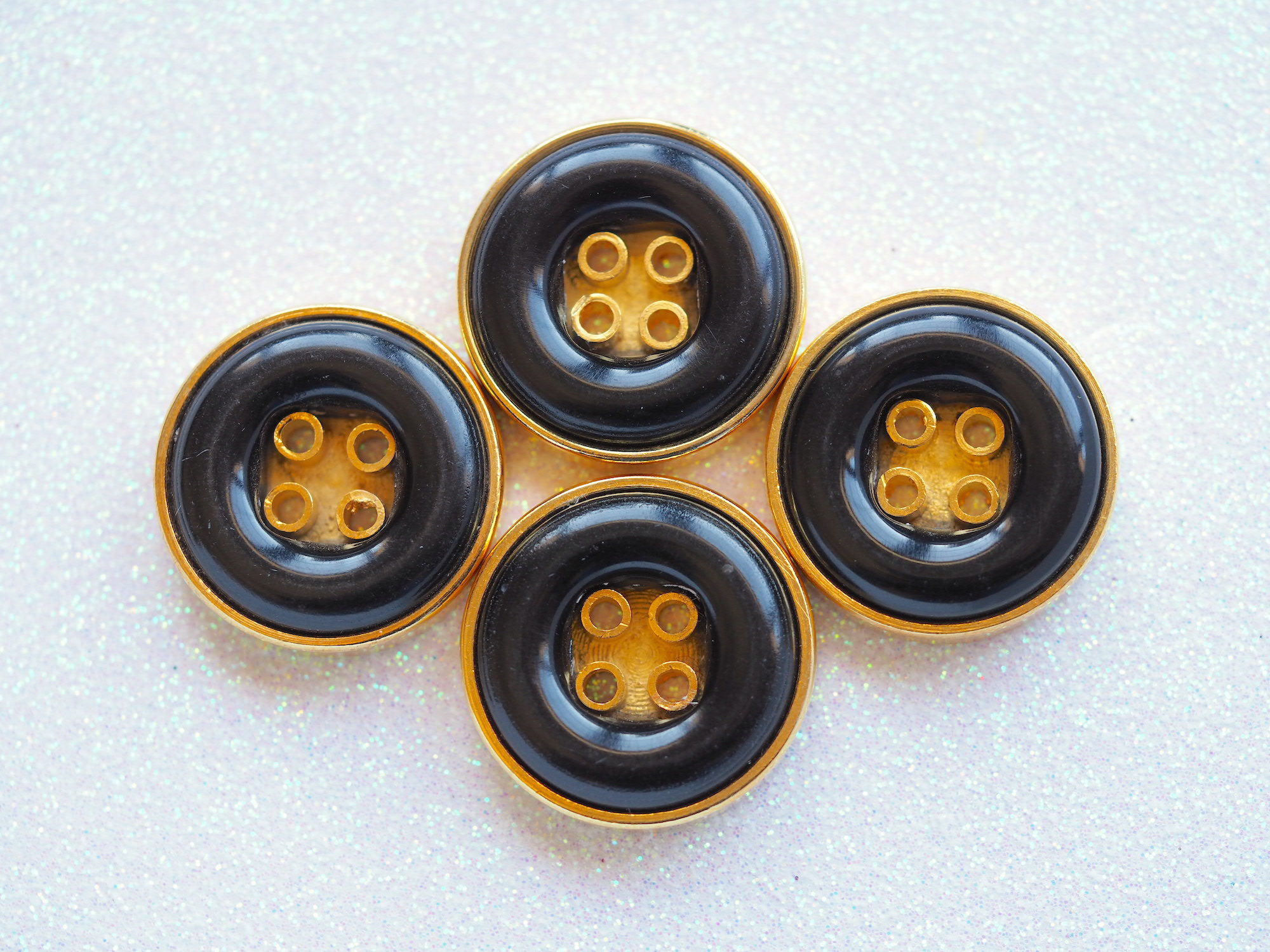 SET of 4 Buttons 25mm 1 Heavy Classic Four Hole Black | Etsy