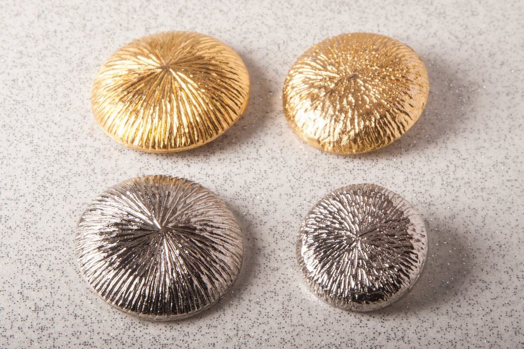 Hand Cast Metal Button, Silver or Gold Button, Rounded Dome, Vintage ...
