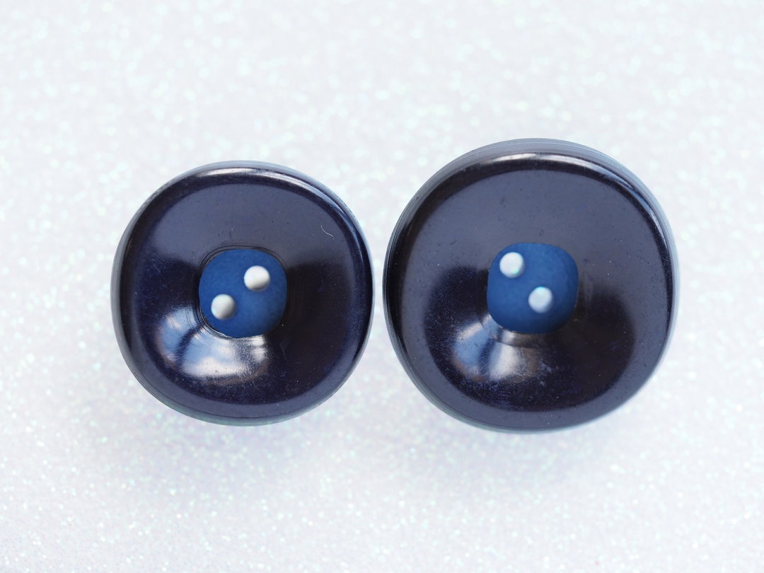 Royal & Black Blue Two Hole Layered Button, Handmade 70s Vintage ...