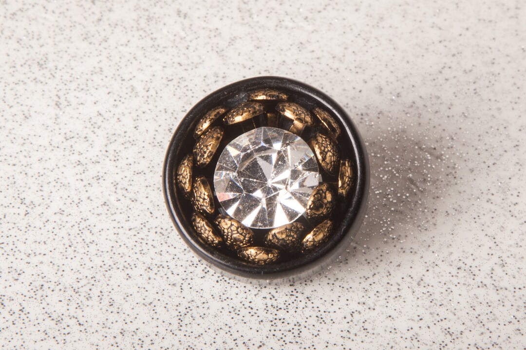 22mm (7/8") Old Gold Metal Flower Button With Swarovski Crystal Stamen ...