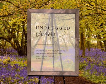 Black Unplugged Ceremony Sign With White Cursive Font, Small Unplugged ...