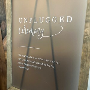 Frosted Unplugged Ceremony Sign With Cursive Font, Small Unplugged ...