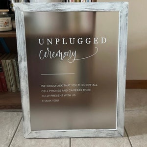 Frosted Unplugged Ceremony Sign With Cursive Font, Small Unplugged ...