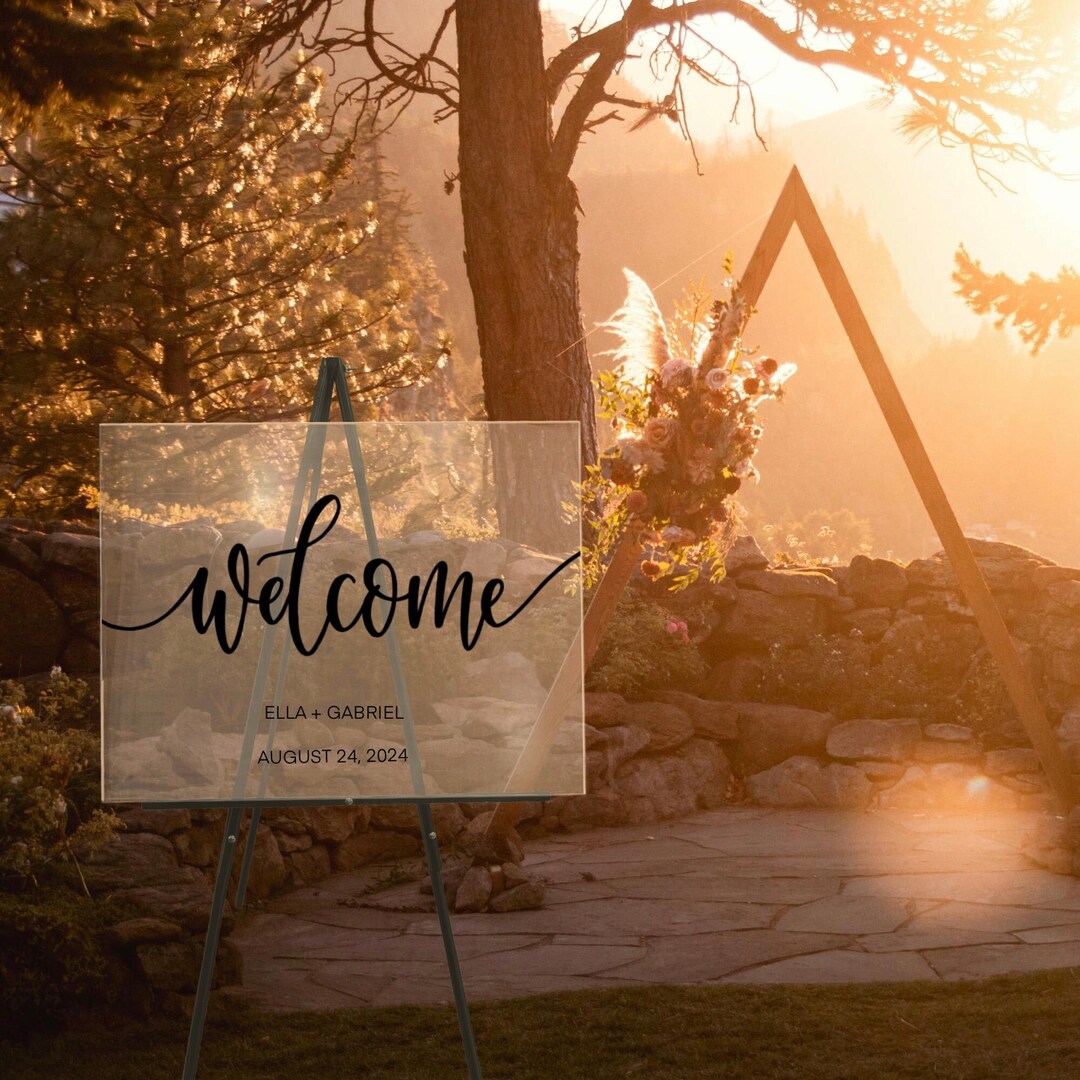 Frosted Acrylic Wedding Welcome Sign With Handwritten Font, Weddings ...
