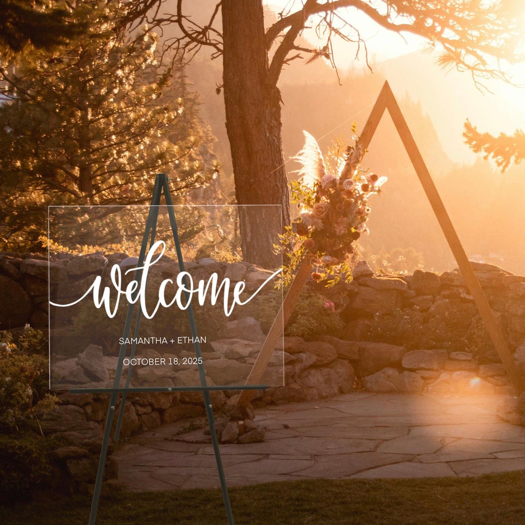 Acrylic Wedding Welcome Sign With Handwritten Font, Weddings Signs ...