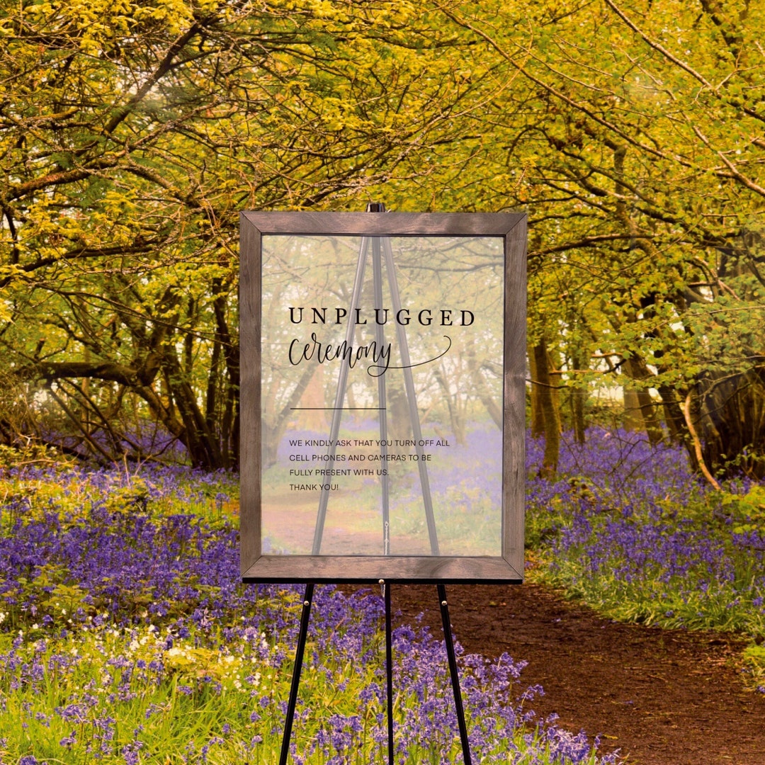 Frosted Unplugged Ceremony Sign With Black Cursive Font, Small ...