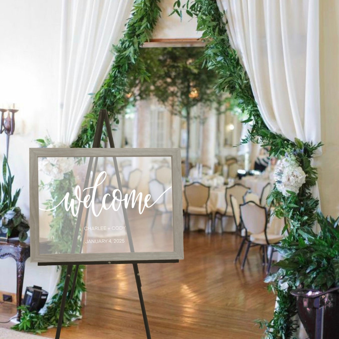 Frosted Acrylic Wedding Welcome Sign With Handwritten Font, Weddings ...
