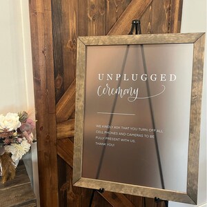Frosted Unplugged Ceremony Sign With Cursive Font, Small Unplugged ...