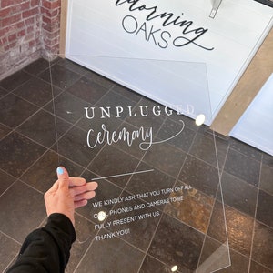 Unplugged Ceremony Sign With White Cursive Font, Small Unplugged ...