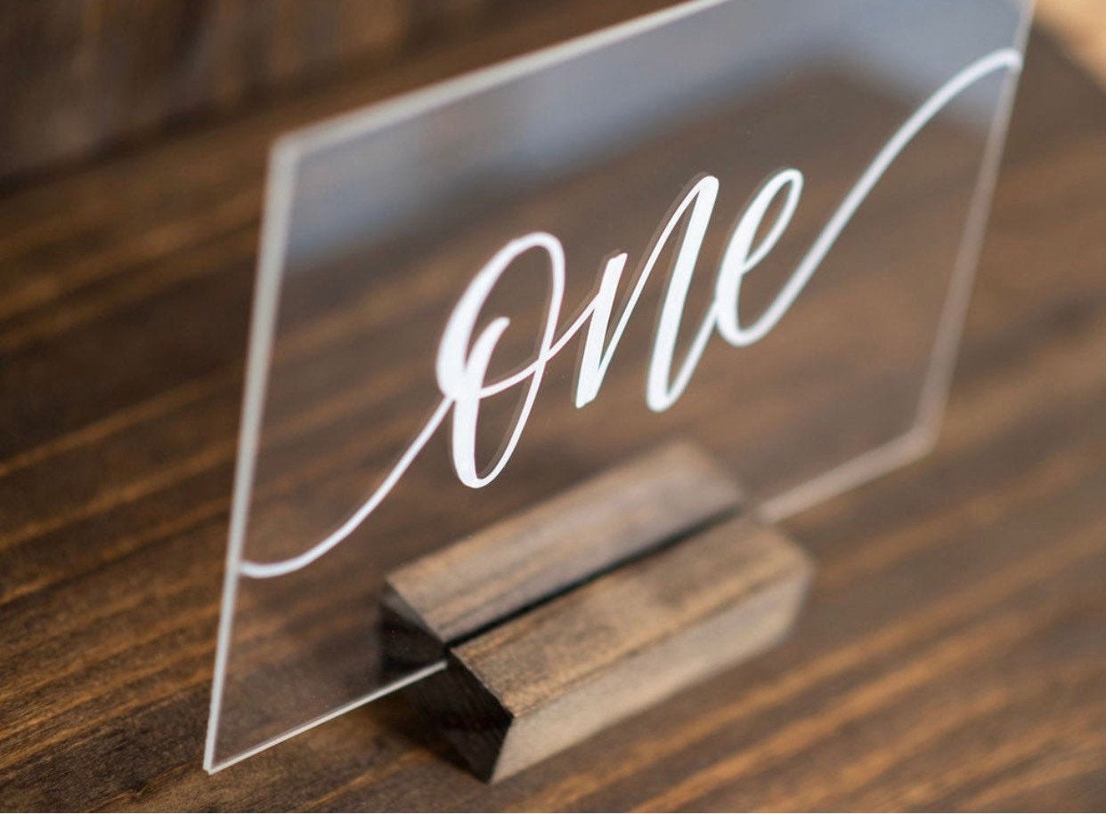 Wedding Table Numbers Clear Table Numbers With Stands - Etsy