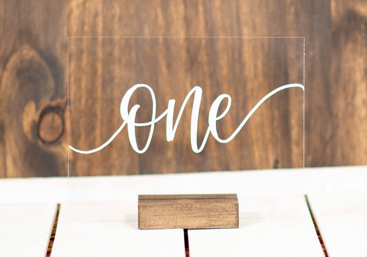Wedding Table Numbers Clear Table Numbers With Stands - Etsy