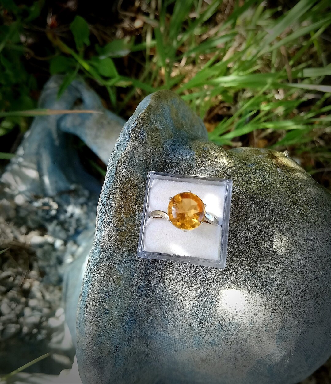 Citrine Buff Top Cut Ring, Natural Citrine Round 9.85 Mm Gemstone 3.25 ...