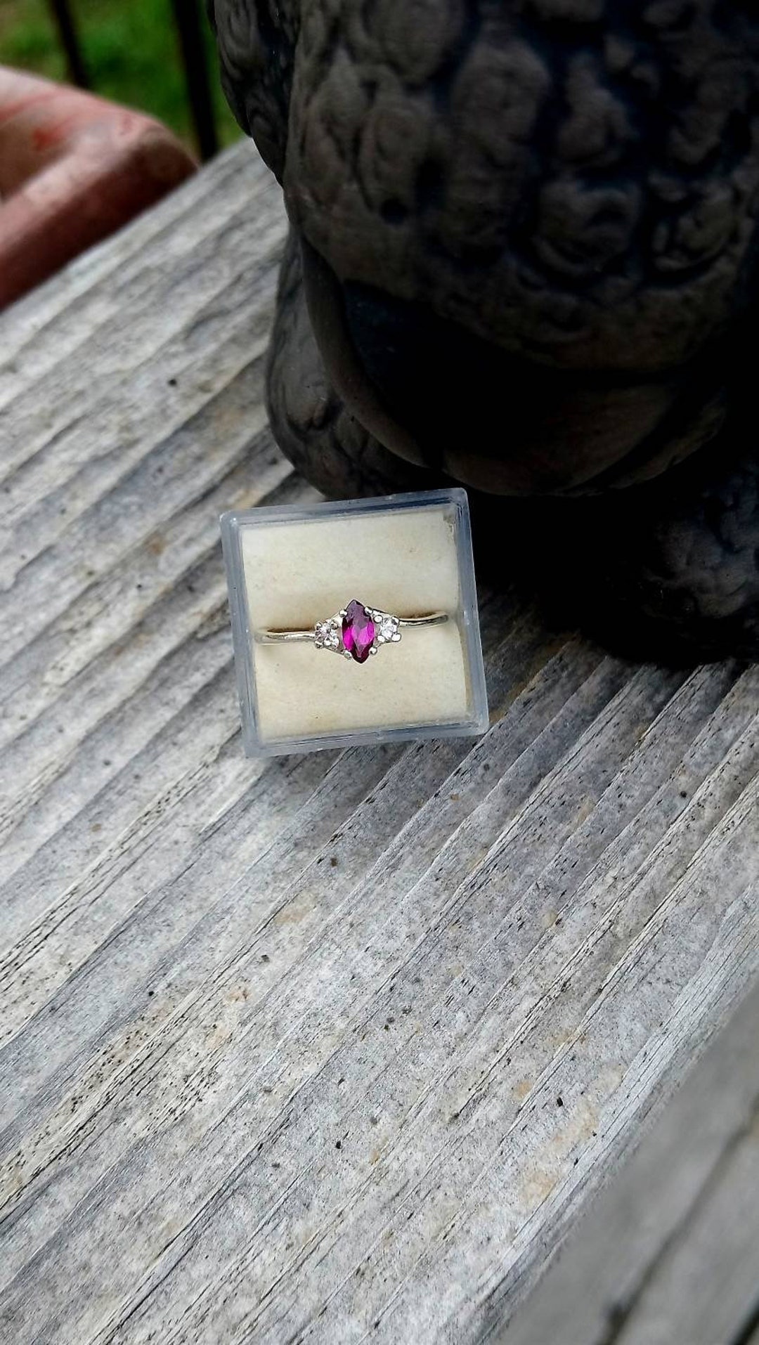 Grape Garnet Size 7 Ring, Natural Marquise Cut Grape Garnet 6x3 mm .30 ...