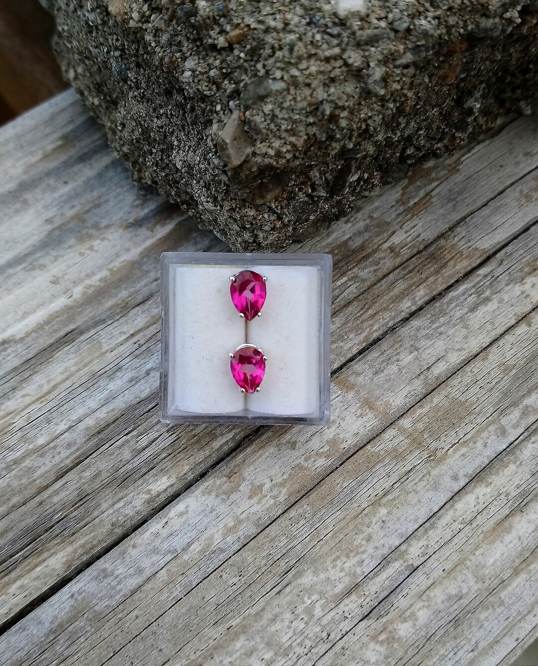 Hot Pink Topaz Pear Cut Studs, Natural Topaz 7x5 Pear/teardrop Faceted ...