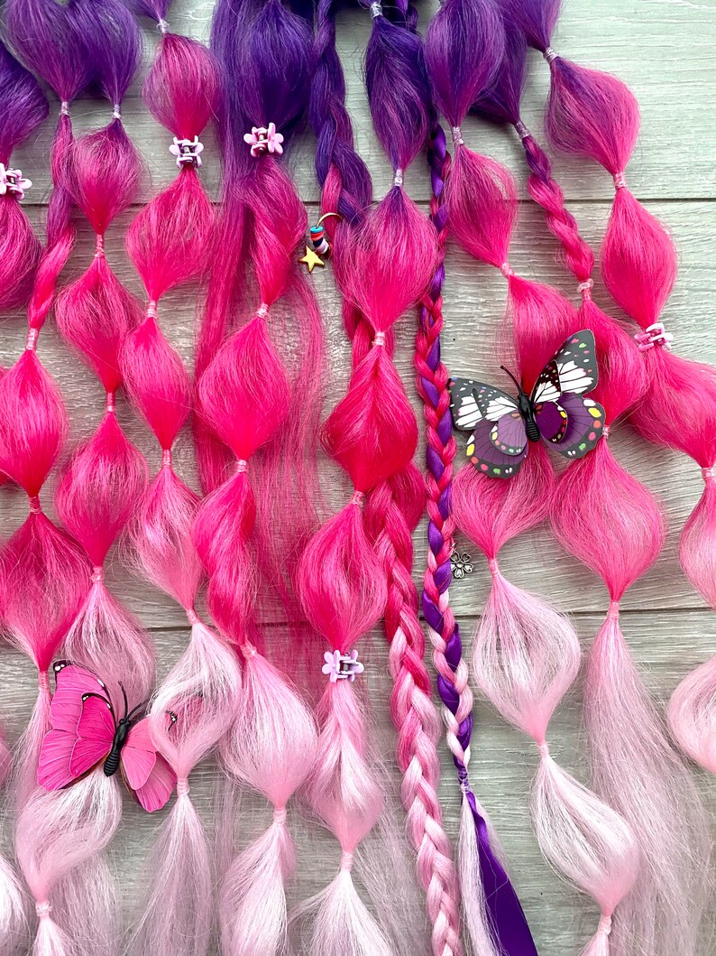 Festival Rave Braids Ombre Purple Pink Easy Tinsel Rave - Etsy