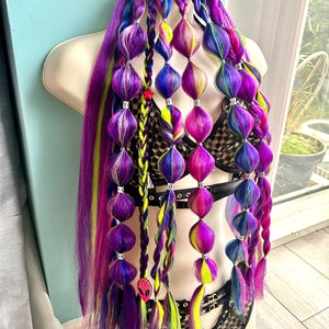 Festival Rave Braids- Rainbow Alien - Easy Tinsel Rave Festival ...