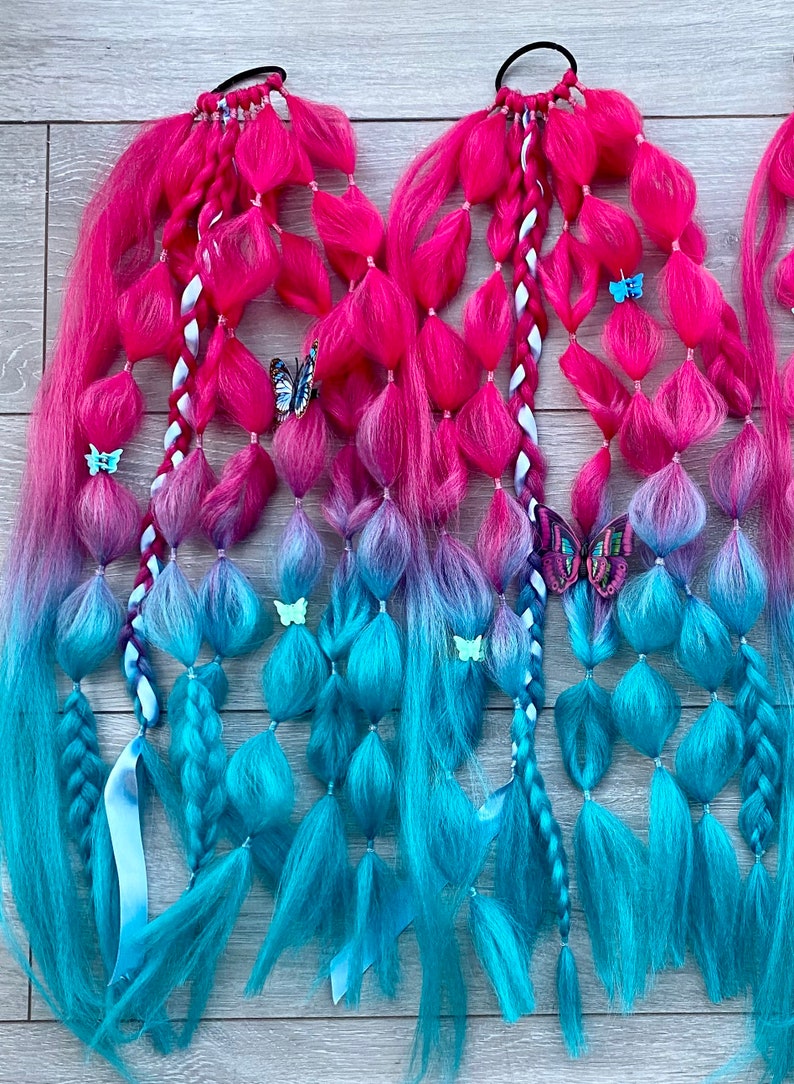 Festival Rave Braids Ombre Blue Pink Easy Tinsel Rave - Etsy