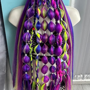 Festival Rave Braids- Rainbow Alien - Easy Tinsel Rave Festival ...