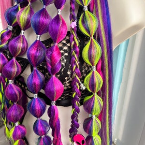 Festival Rave Braids- Rainbow Alien - Easy Tinsel Rave Festival ...