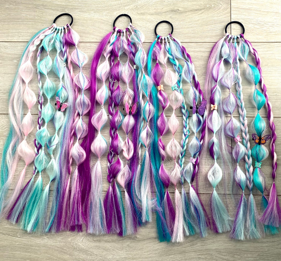 Festival Rave Braids Pastel Purple Teal Easy Tinsel Rave Festival ...