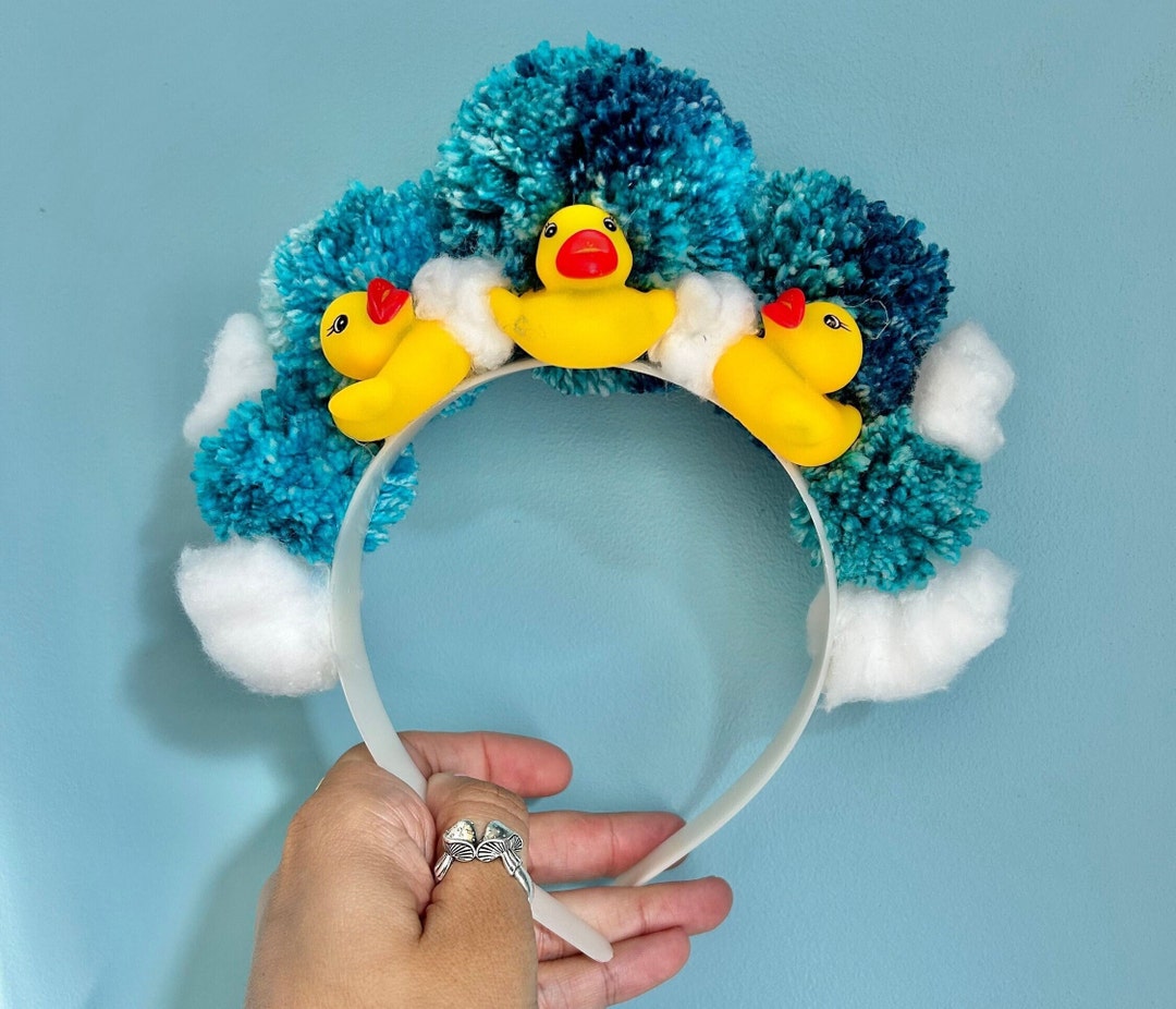 Rubber Duck Headband, Bath, Alice Band, Bubbles, Pom Pom, Blue, Fuzzy ...