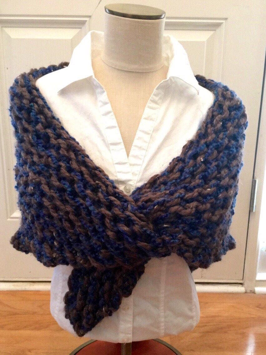 Knit Shawl Hand Knit Wrap Winter Shawl Chunky Knit Scarf - Etsy