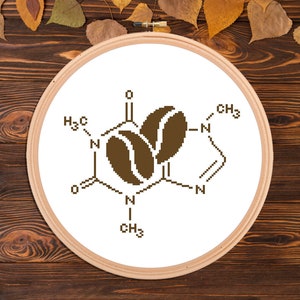 Coffee Beans Cross Stitch PDF Pattern Molecule Caffeine | Etsy
