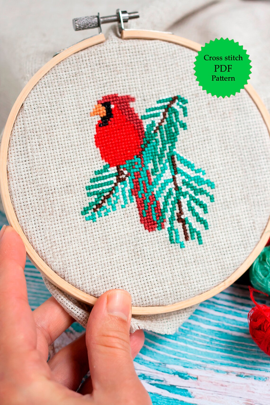 Red Bird Cardinal Cross Stitch PDF Pattern Christmas - Etsy