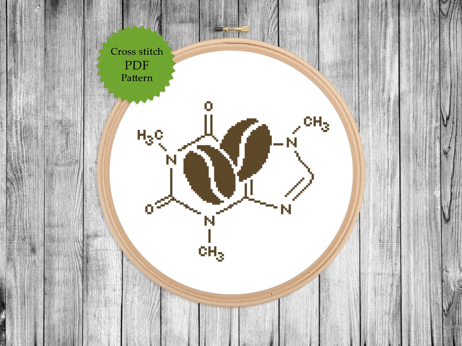 Coffee Beans Cross Stitch PDF Pattern Molecule Caffeine | Etsy